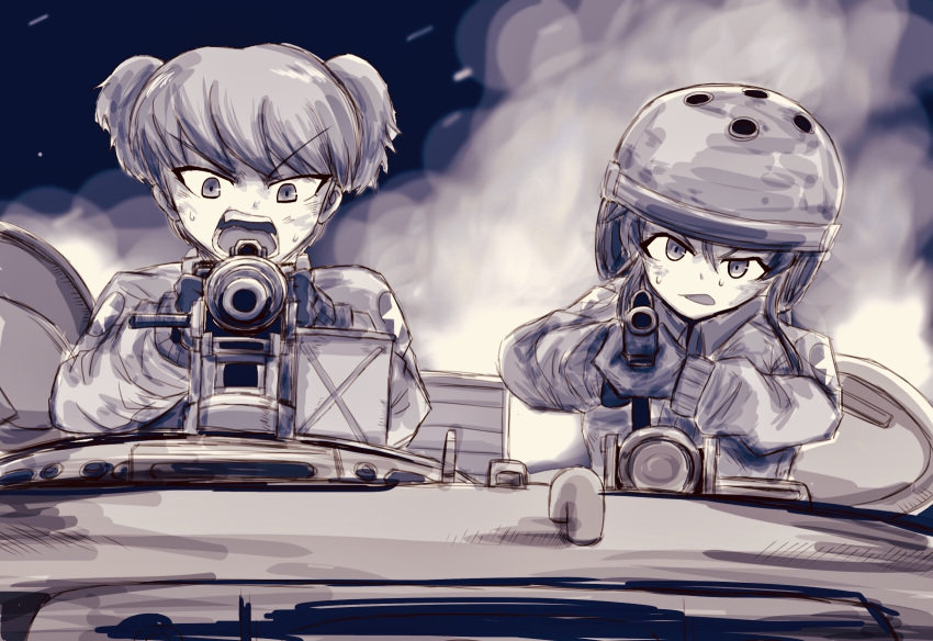 Safebooru - 2girls aiming aiming at viewer alisa (girls und panzer ...
