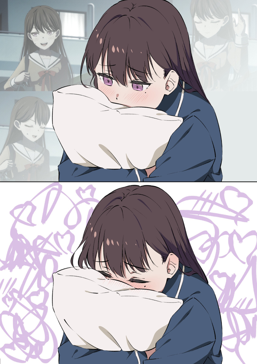 Safebooru - 1girl absurdres bang dream! bang dream! it's mygo!!!!! blue shirt blush brown hair ...