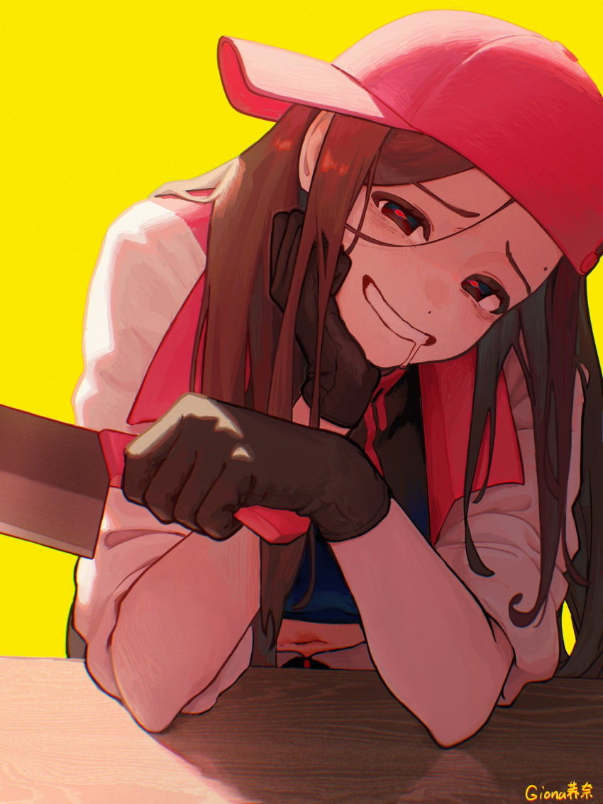 Safebooru - 1girl artist name backwards hat baseball cap black eyes black gloves black hair ...