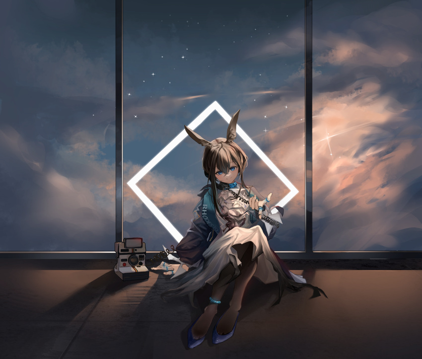 Safebooru - 1girl absurdres amiya (arknights) animal ears anklet arknights ascot beckoning black ...