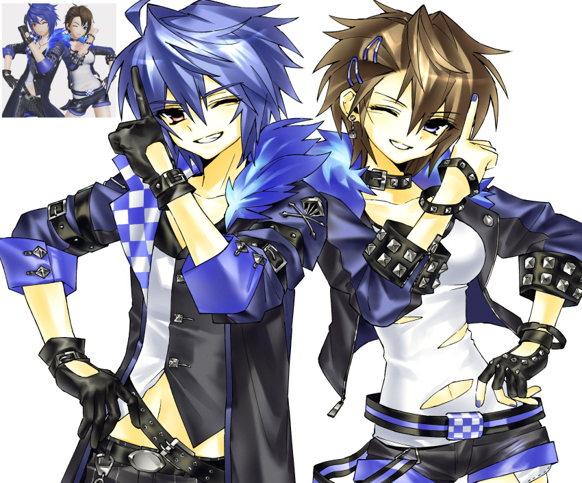 Safebooru 1boy 1girl Absurdres Blue Eyes Blue Hair Blue Nails Brown 5264