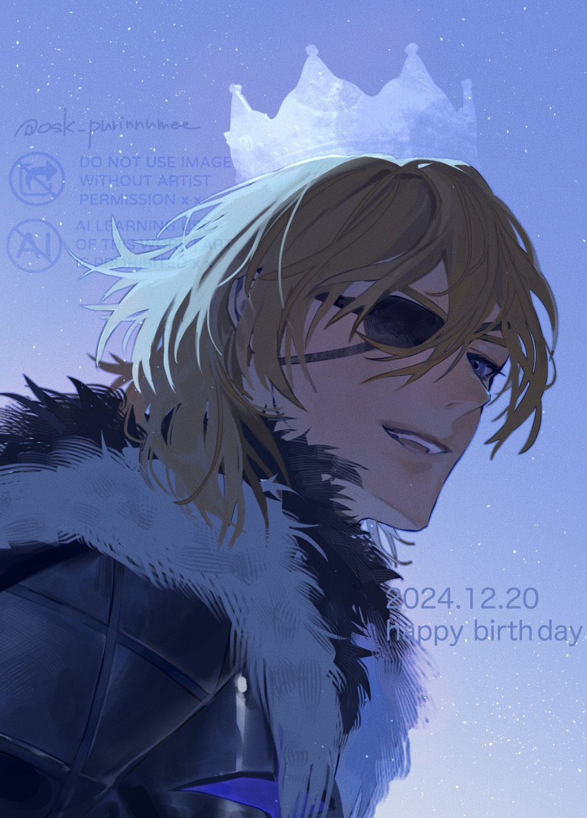 Safebooru - 1boy 2024 absurdres armor black armor black fur blonde hair blue eyes breastplate ...