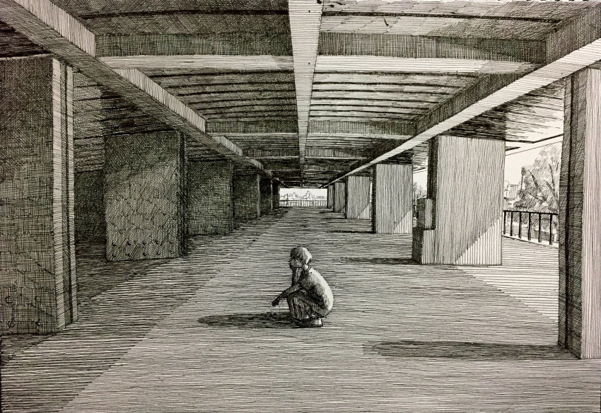 Safebooru - 1girl crosshatching from side greyscale hatching (texture ...