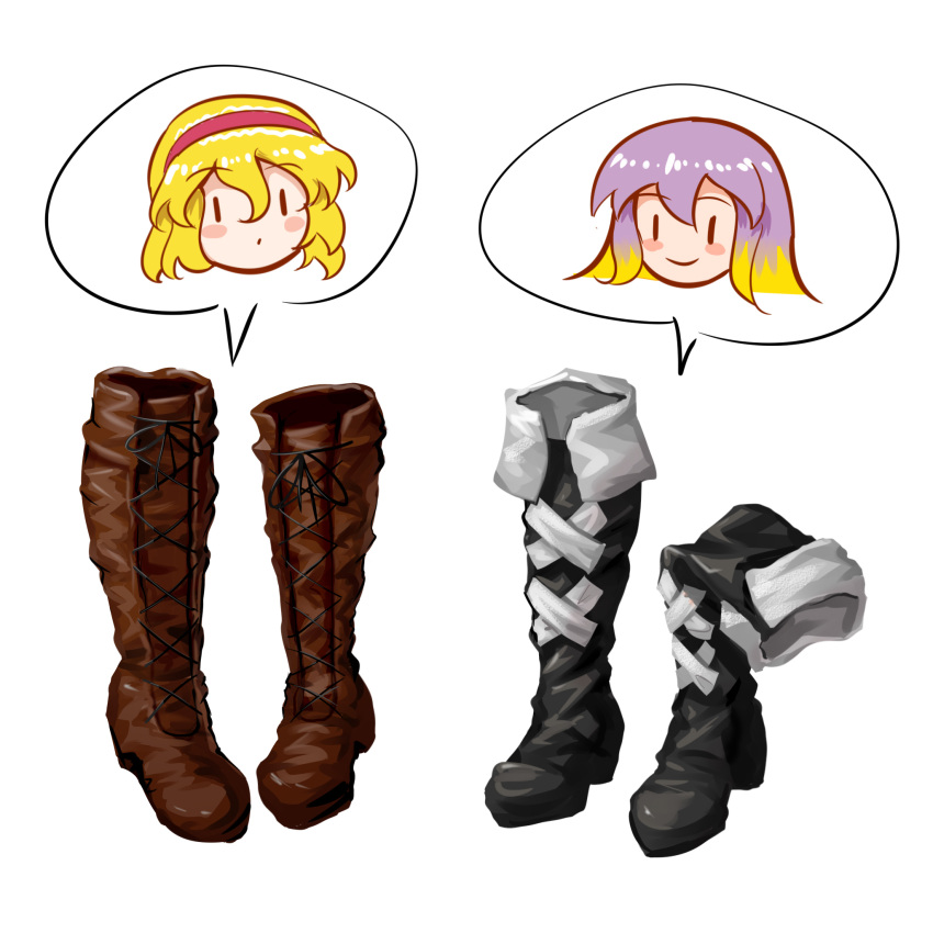 Safebooru - 2girls alice margatroid black footwear blonde hair boots brown footwear commentary ...