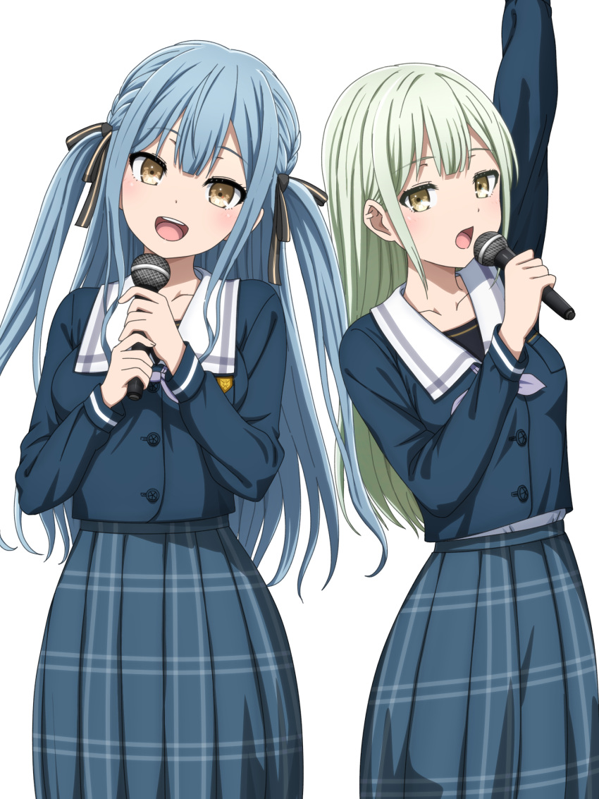 Safebooru - 2girls arm up bang dream! bang dream! it's mygo!!!!! black ribbon blue hair blue ...