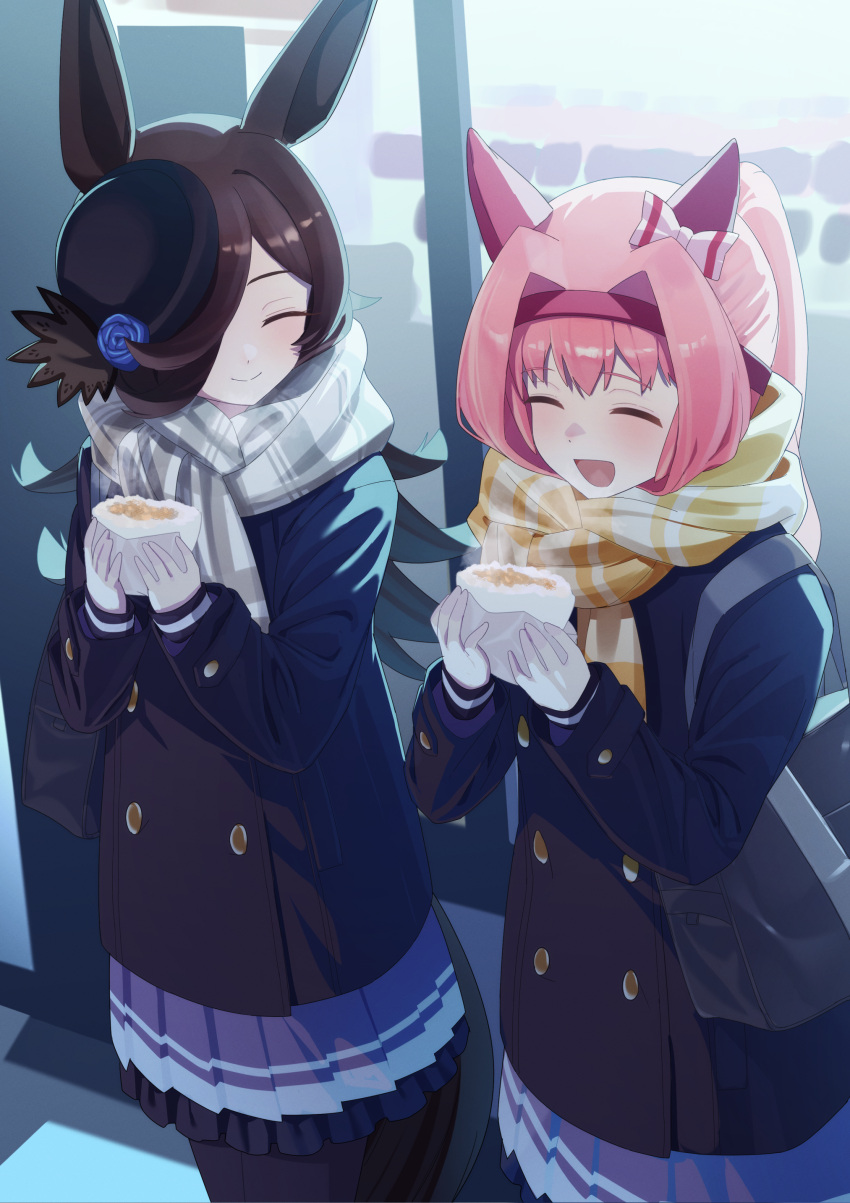 Safebooru - 2girls absurdres black hair blush closed eyes closed mouth food freely2327 hair ...