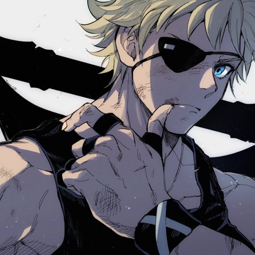 Safebooru - 1 ssmk 1boy arm up armband bare shoulders black tank top ...