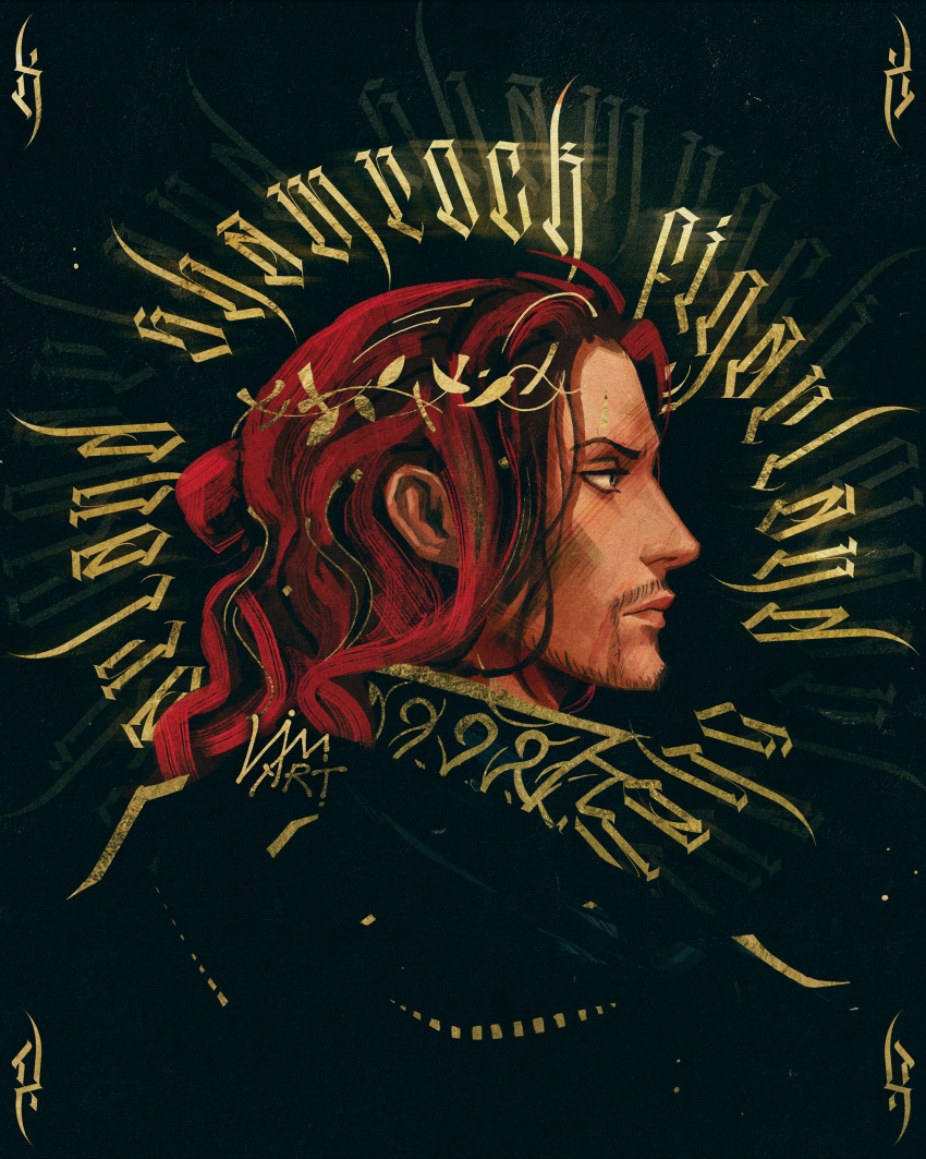 Safebooru - 1boy absurdres artist name beard stubble black background black cape cape character ...