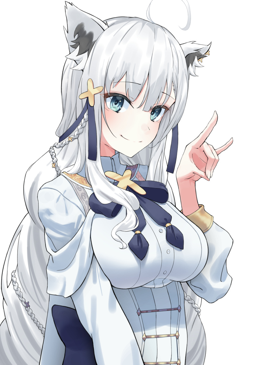 Safebooru - 1girl absurdres ahoge animal ears bow bowtie braid fox ears fox girl fox shadow ...