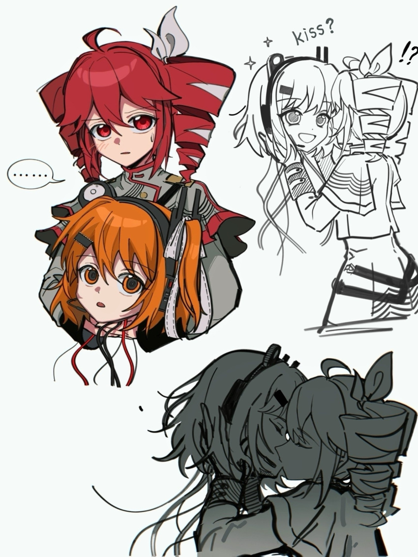 Safebooru - !? ... 2girls :d a.i. voice adachi rei ahoge asymmetrical blush black hairband cable ...