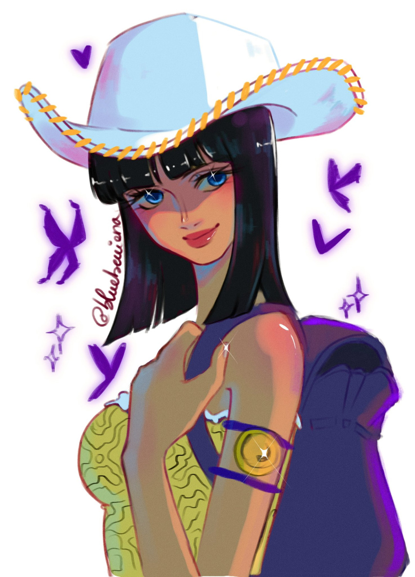 Safebooru - 1girl bag black hair blue eyes blueberriena blush bug butterfly closed mouth ...