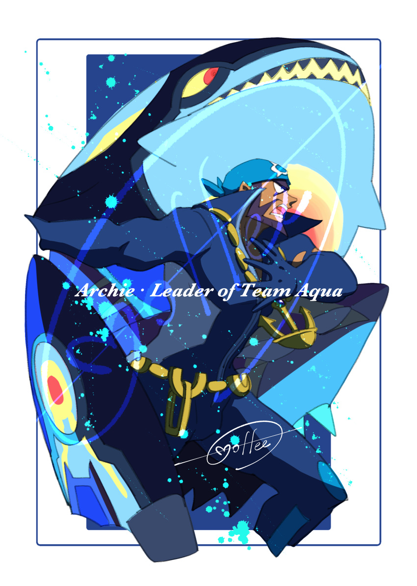 Safebooru - 1boy absurdres anchor necklace archie (pokemon) bandana beard black eyes blue ...