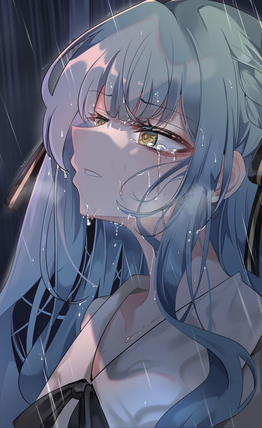 Safebooru - 1girl absurdres bang dream! bang dream! it's mygo!!!!! black ribbon blue hair braid ...