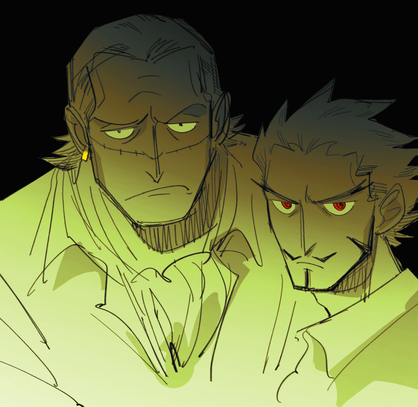 Safebooru - 2boys ascot beard black background closed mouth collared ...