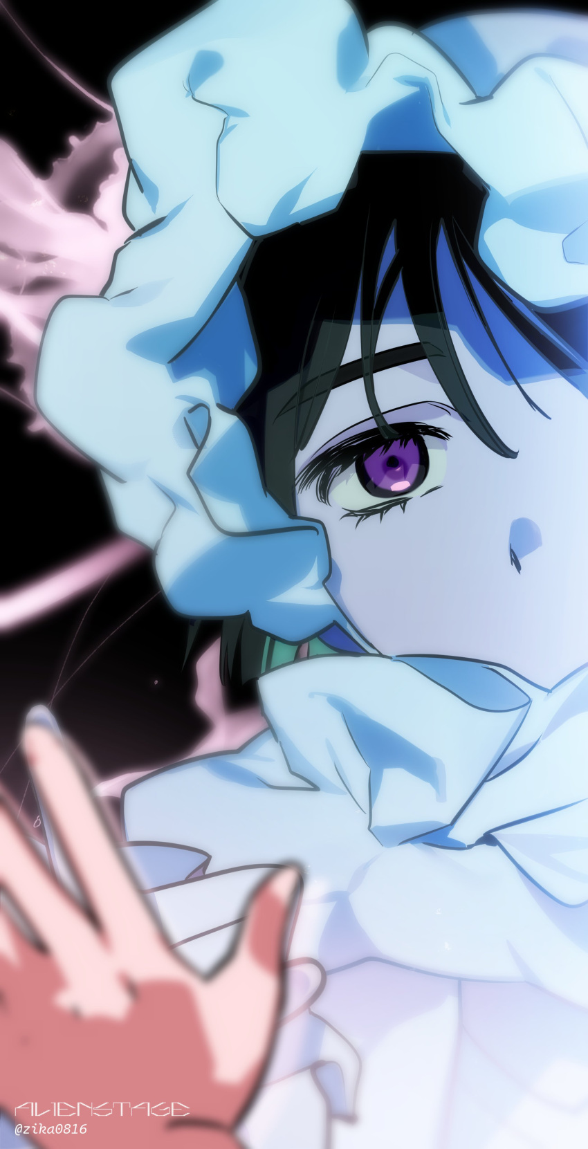 Safebooru - 2girls absurdres aged down alien stage artist name black background black hair ...