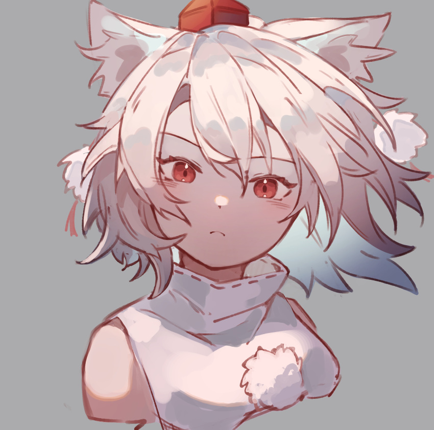 Safebooru - 1girl absurdres animal ears closed mouth grey background highres hinataku1222 ...