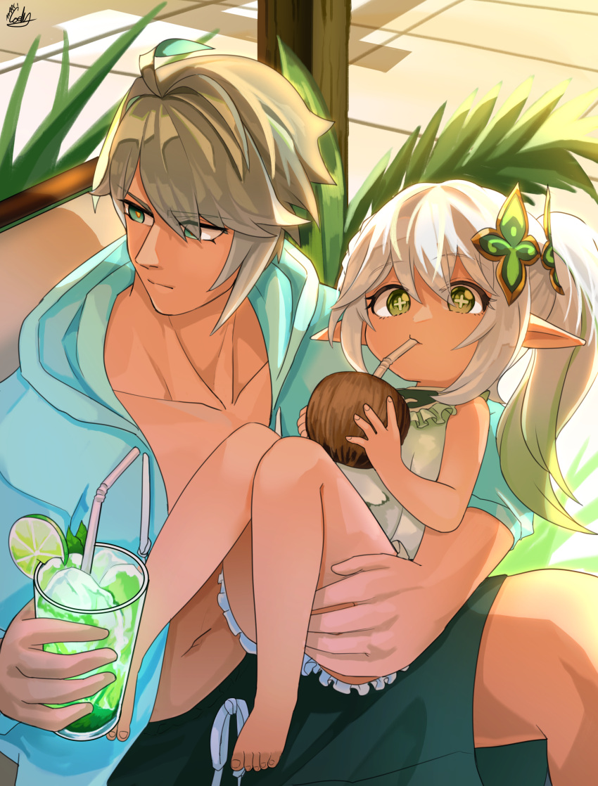 Safebooru - 1boy 1girl absurdres ahoge barefoot carrying carrying person casual character ...