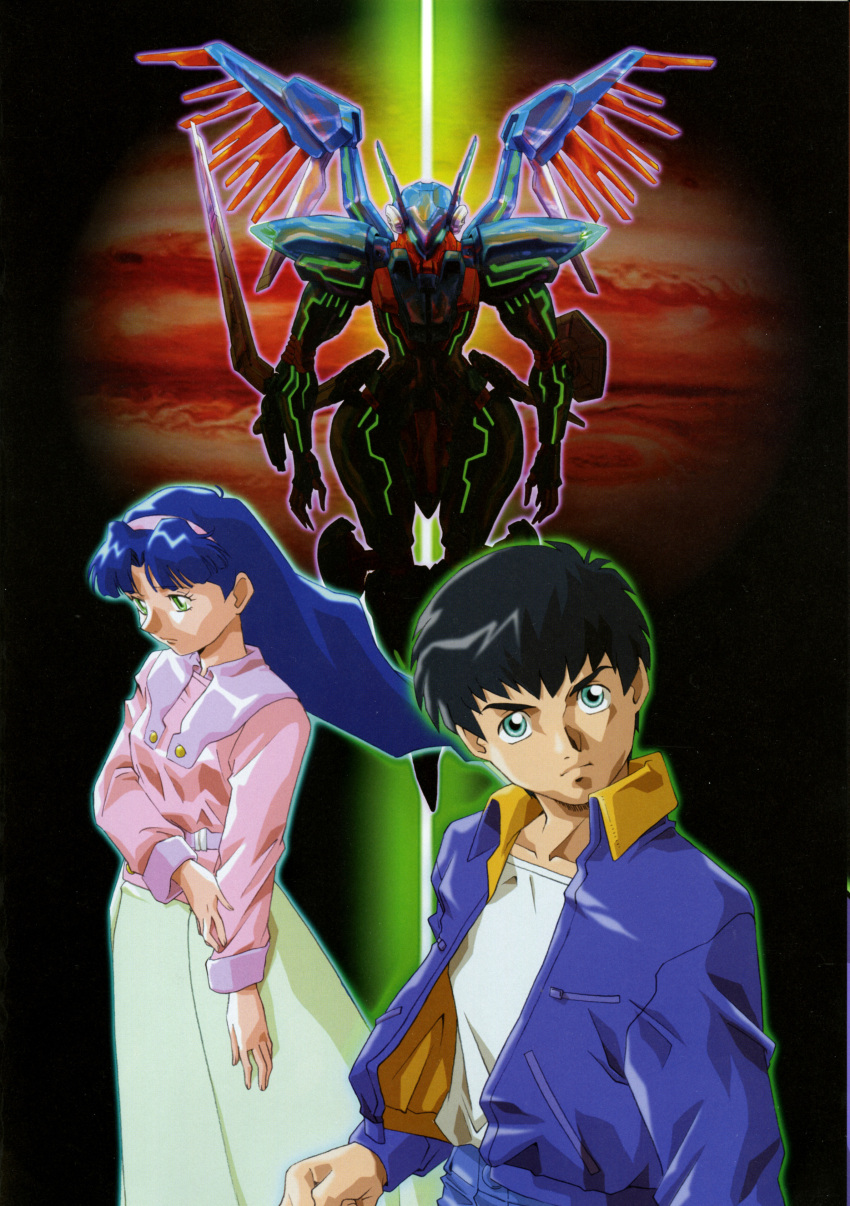 Safebooru - 1boy 1girl absurdres arm blade artbook black hair blue eyes ...