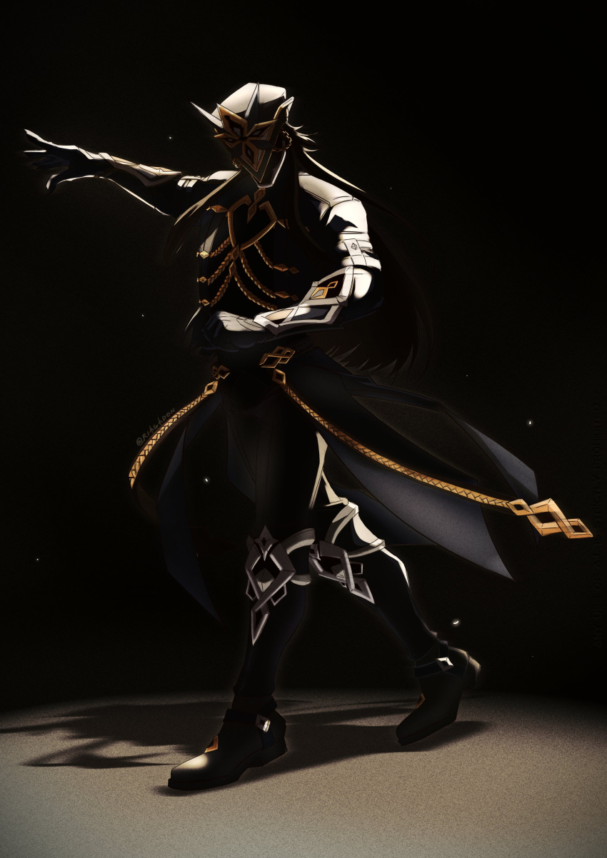 Safebooru - 1boy absurdres arm up black footwear black gloves black hair black helmet black ...