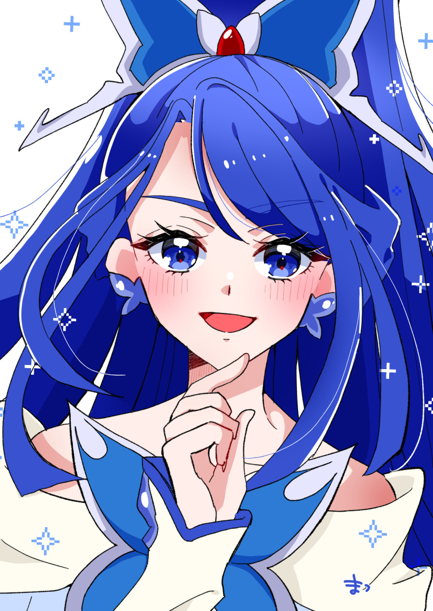 Safebooru - 1girl arm warmers blue eyes blue hair breasts butterfly brooch butterfly earrings ...