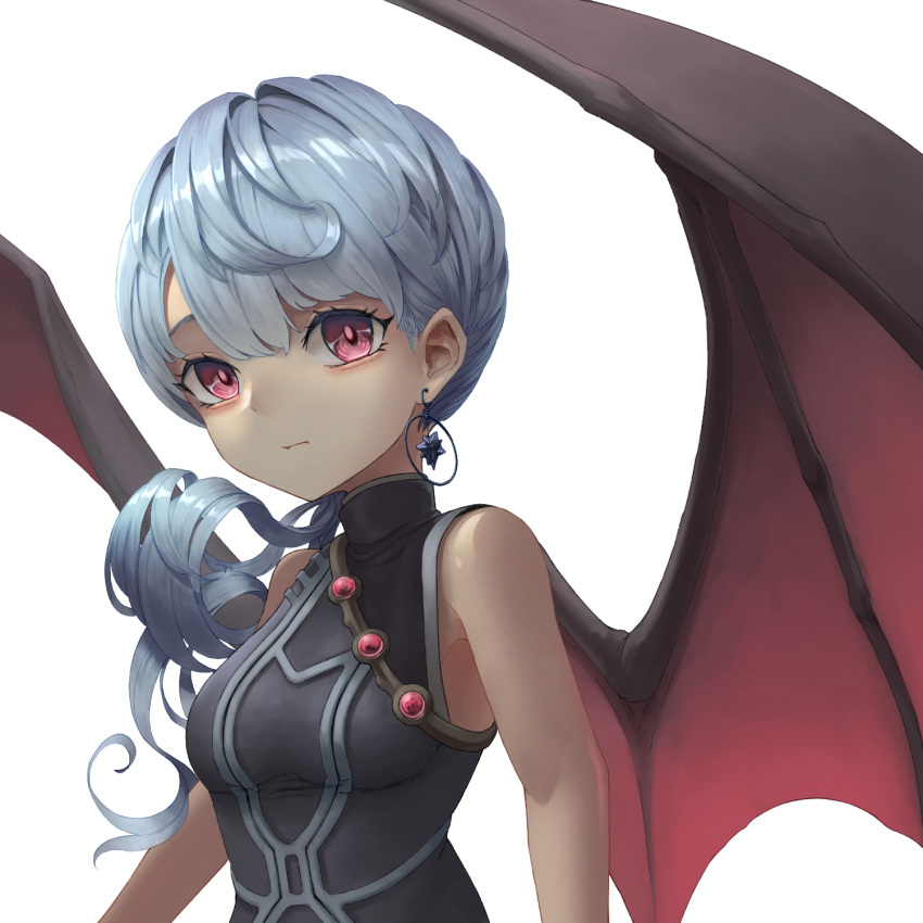 Safebooru - 1girl blue hair breasts demon girl demon wings earrings ...