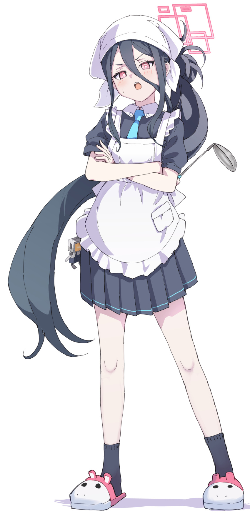 Safebooru - 1girl absurdres apron black hair black shirt black skirt black socks blue archive ...