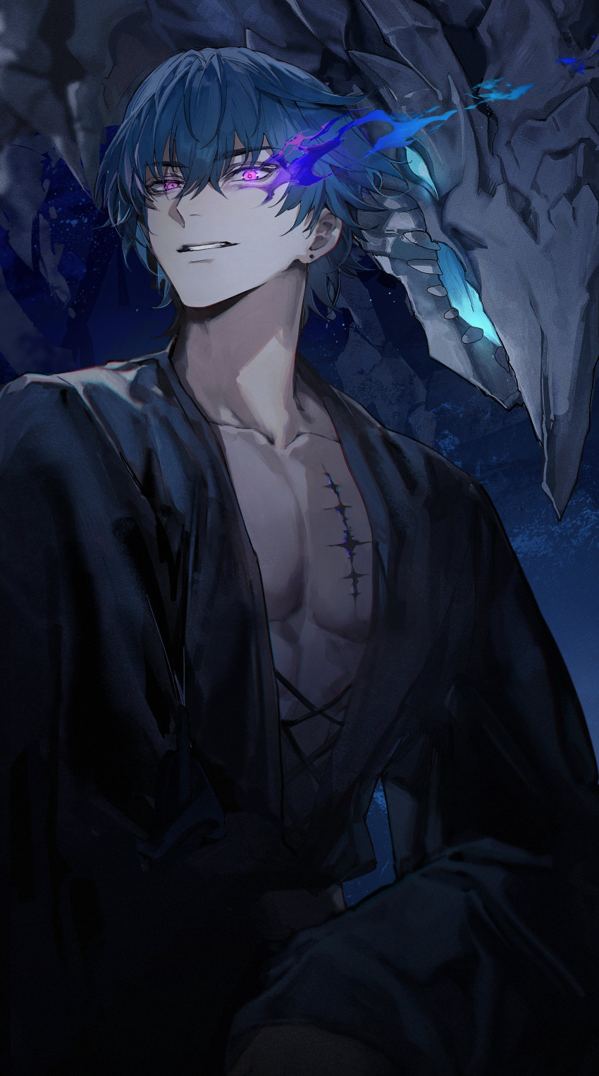 Safebooru - 1boy absurdres alternate costume anchor necklace black robe brant (wuthering waves ...