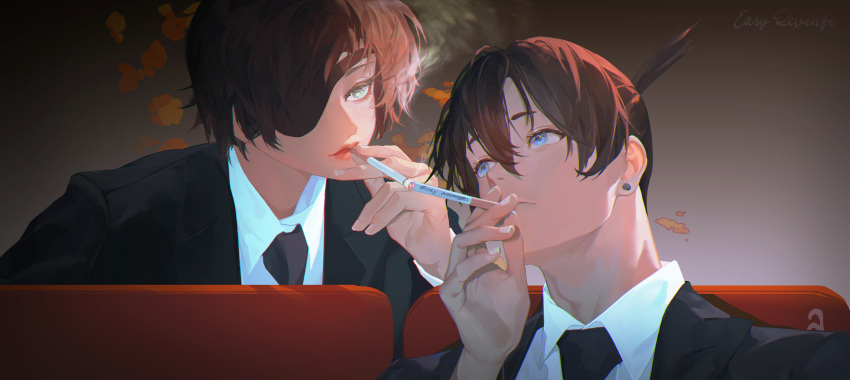 Safebooru - 1boy 1girl absurdres black hair black jacket black necktie blue eyes chainsaw man ...