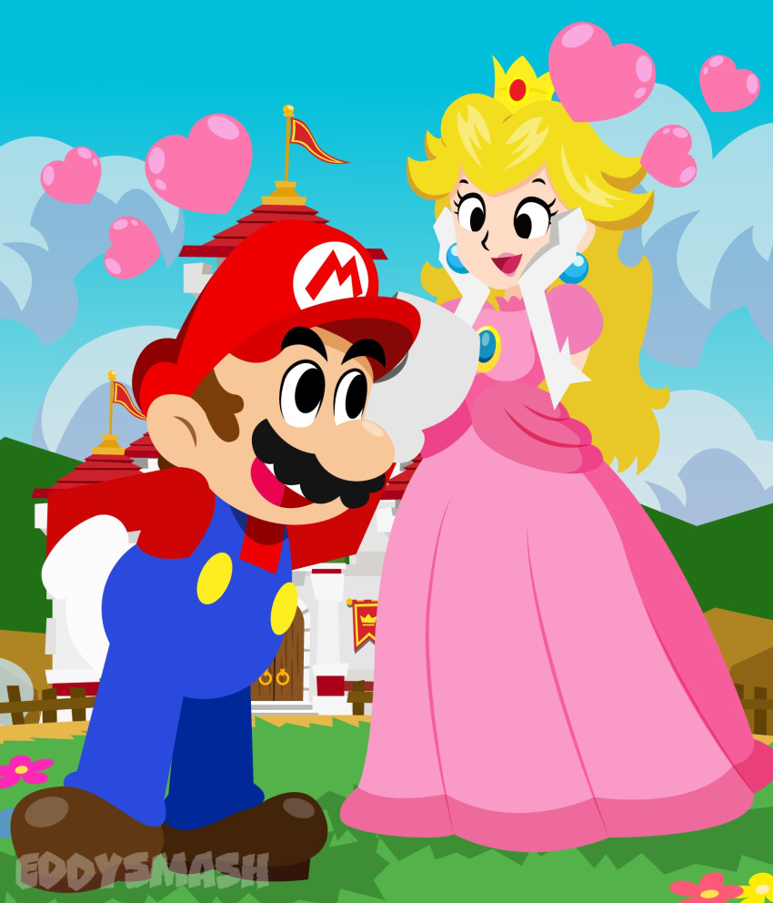 Safebooru - 1boy 1girl :d artist name bangs black eyes blonde hair blue ...