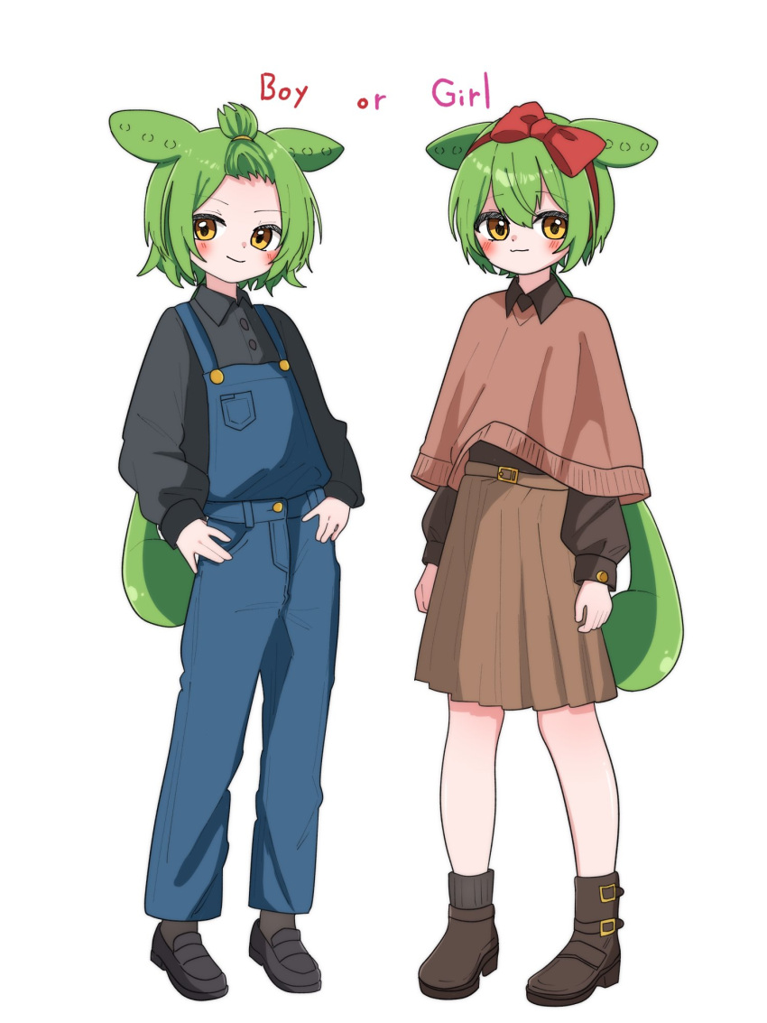 Safebooru - 1boy 1girl alternate costume arms at sides asymmetrical footwear bangs pinned back ...