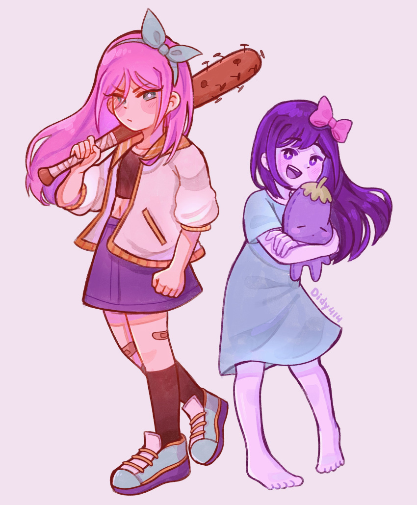 Safebooru - 2girls absurdres antenna hair aqua hairband aubrey (faraway) (omori) aubrey ...