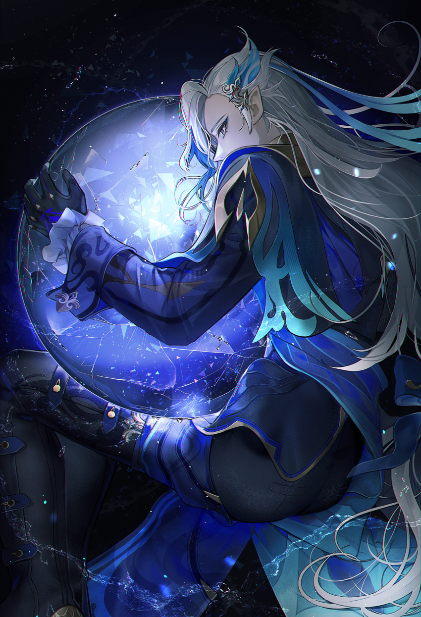 Safebooru - 1boy absurdres asymmetrical bangs black gloves black pants ...