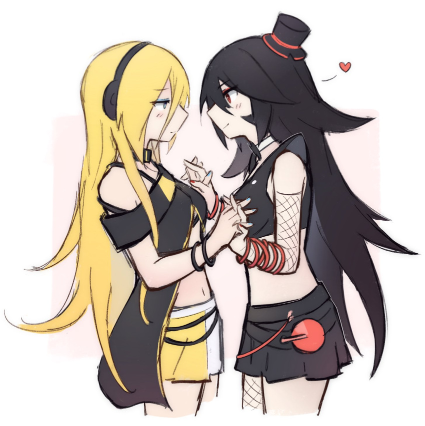 Safebooru - 2girls black hair black shirt black skirt blonde hair blue eyes flapper shirt hat ...