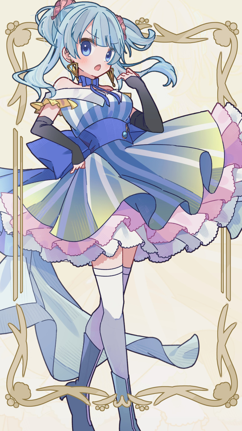 Safebooru - absurdres blue eyes blue hair blush boots breasts elbow ...