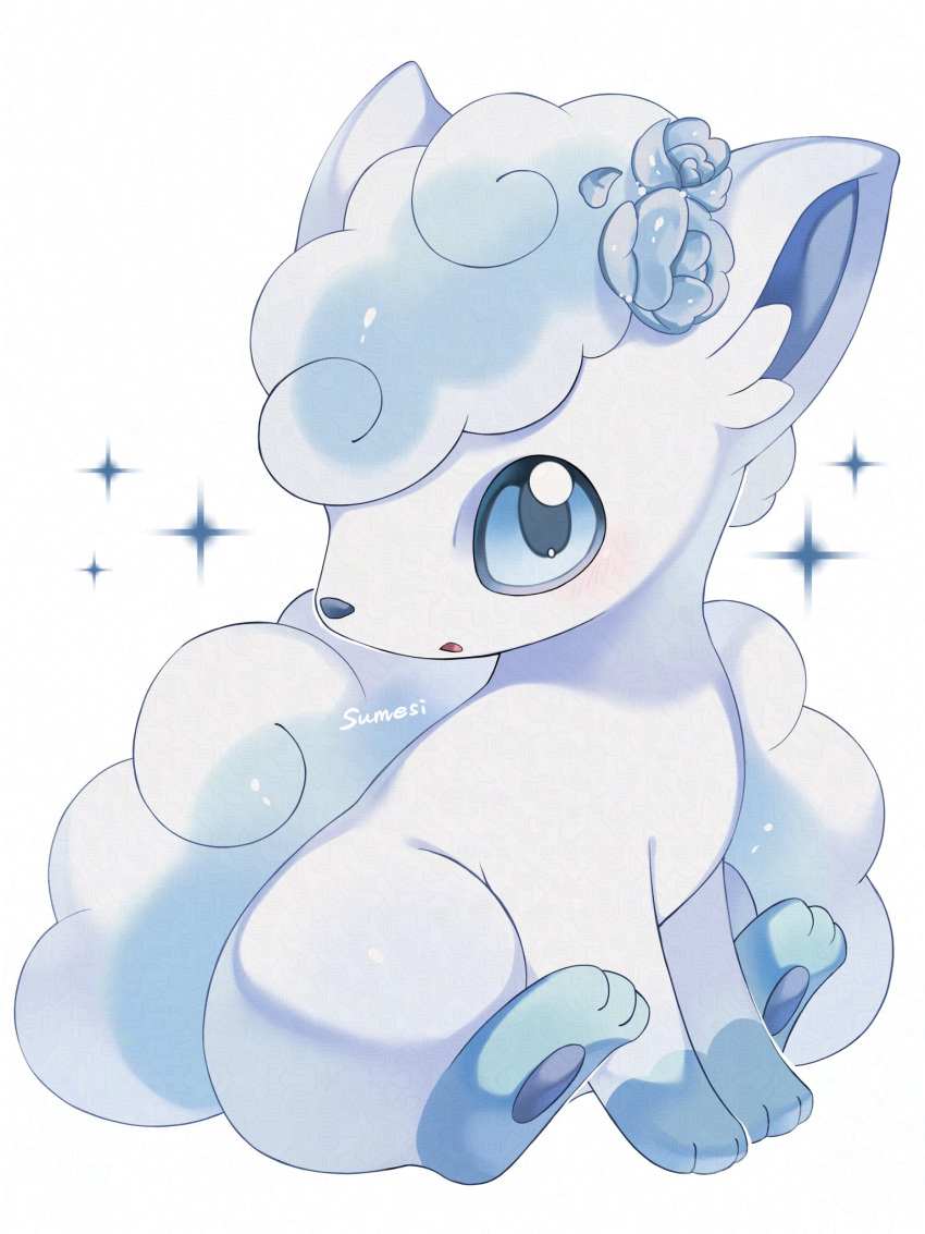 Safebooru - alolan vulpix animal focus artist name blue eyes blue ...