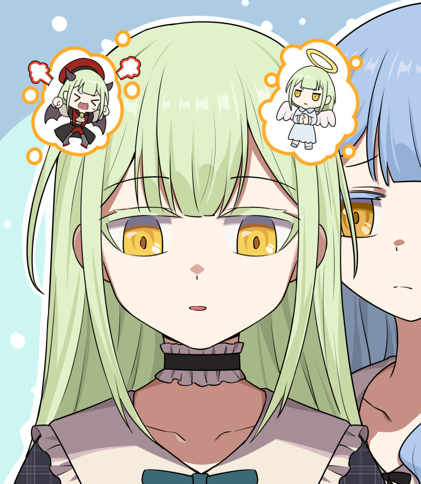 Safebooru - 2girls angel and devil bang dream! bang dream! it's mygo!!!!! black choker blue hair ...