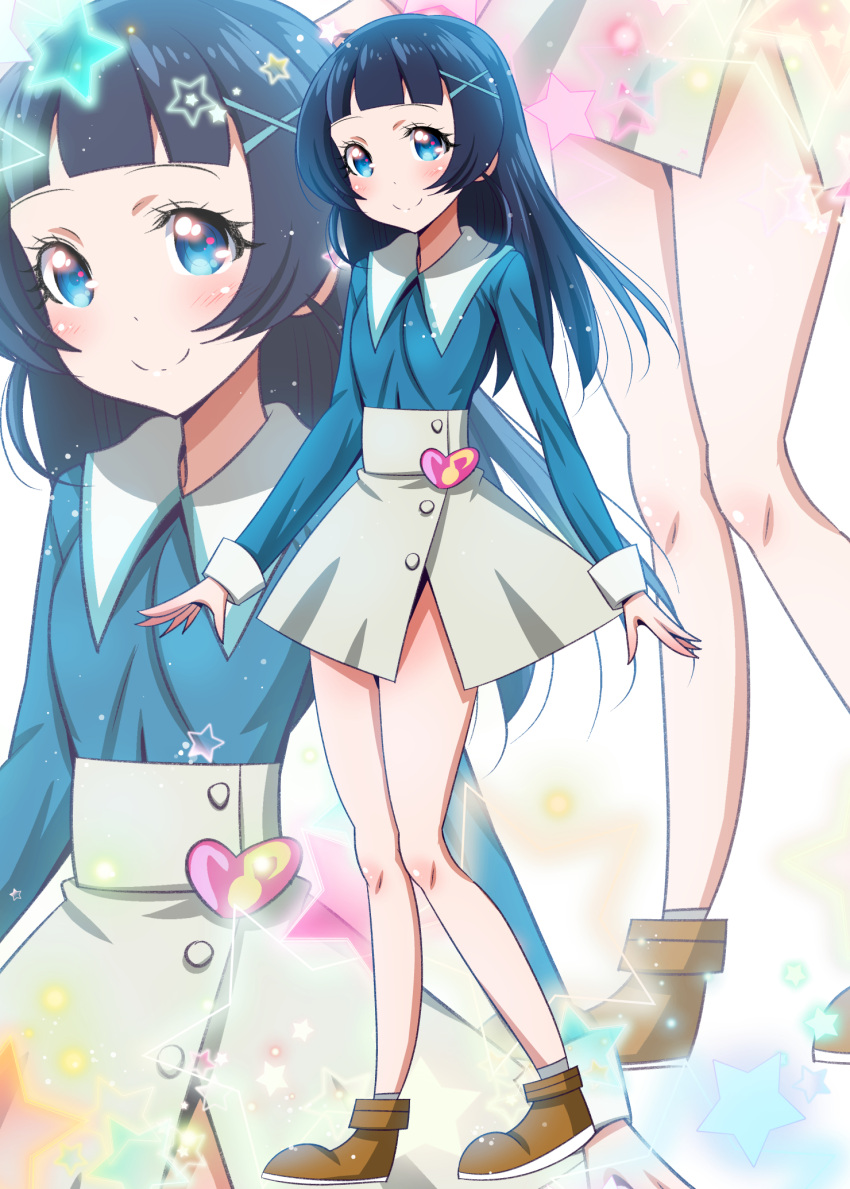 Safebooru - 1girl ai wa muteki aokaze nana aqua ribbon blue eyes blue hair blue shirt blush ...