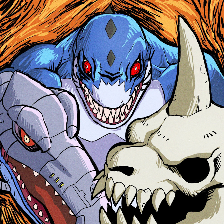 Safebooru - blue scales deltamon digimon digimon (creature) highres ...