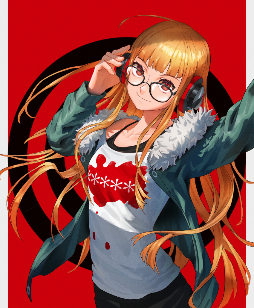 Safebooru - 1girl absurdres ahoge arms up asterisk (symbol) behind-the-head headphones black ...