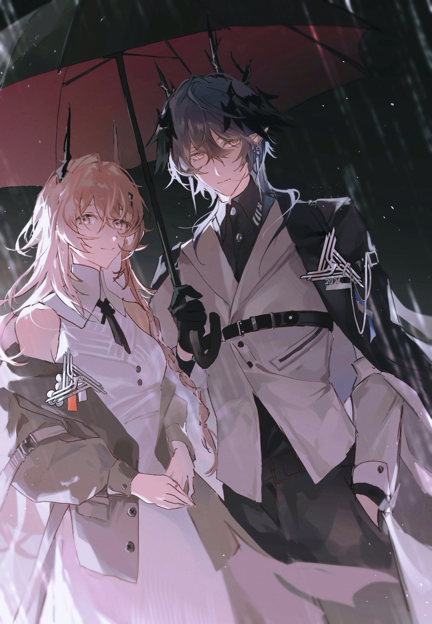 Safebooru - 1boy 1girl absurdres ambience synesthesia arknights bare shoulders black cape black ...