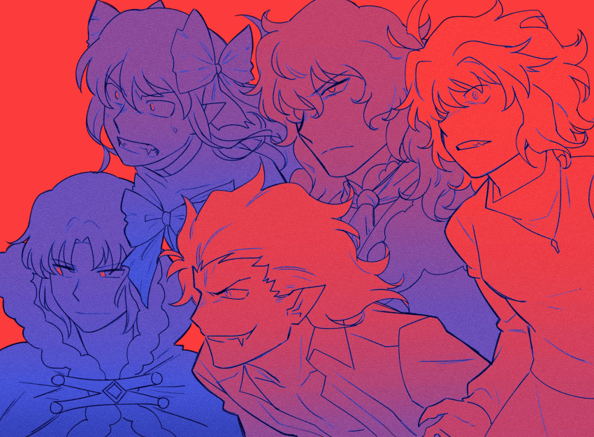 Safebooru - 2boys 3girls ahoge angry arcueid brunestud ascot bow cape ...