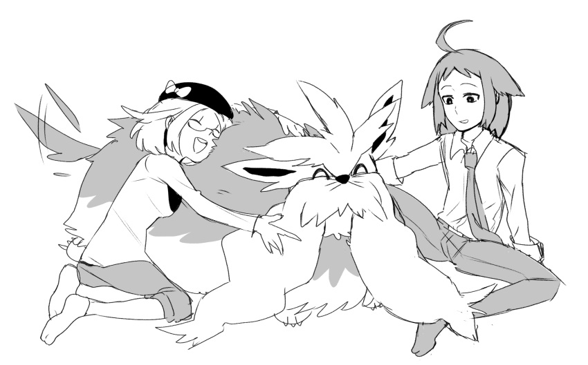 Safebooru - 1boy 1girl ahoge animal ears bianca (pokemon) cheren (pokemon) closed eyes dog ears ...