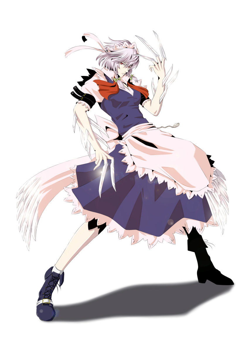 Safebooru - 1girl blade boots braid highres izayoi sakuya knife maid ...