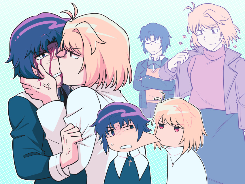 Safebooru - 2girls absurdres ahoge anger vein angry arcueid brunestud biting biting cheek blood ...