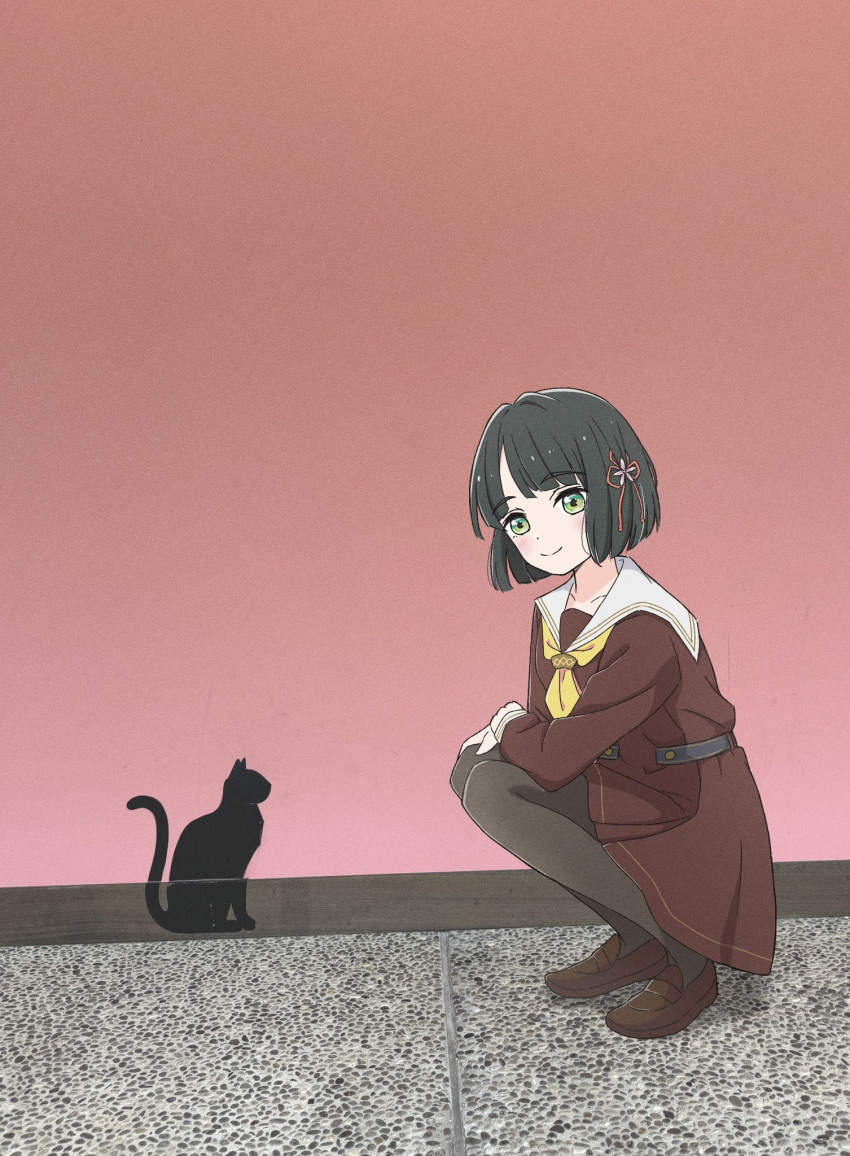 Safebooru - 1girl alt text black hair black pantyhose blunt bangs blunt ...