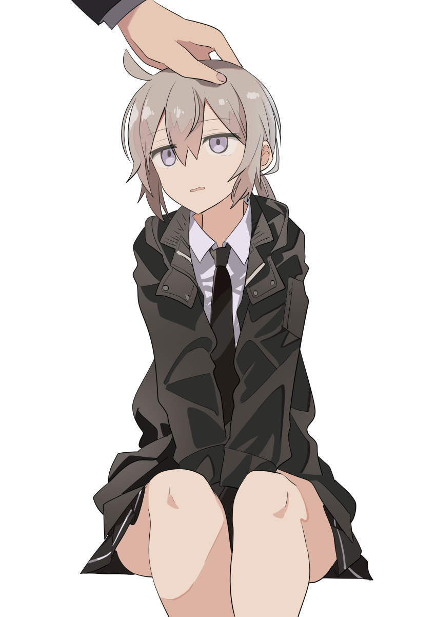 Safebooru - 1girl 1other absurdres ahoge black jacket black necktie black skirt collared shirt ...