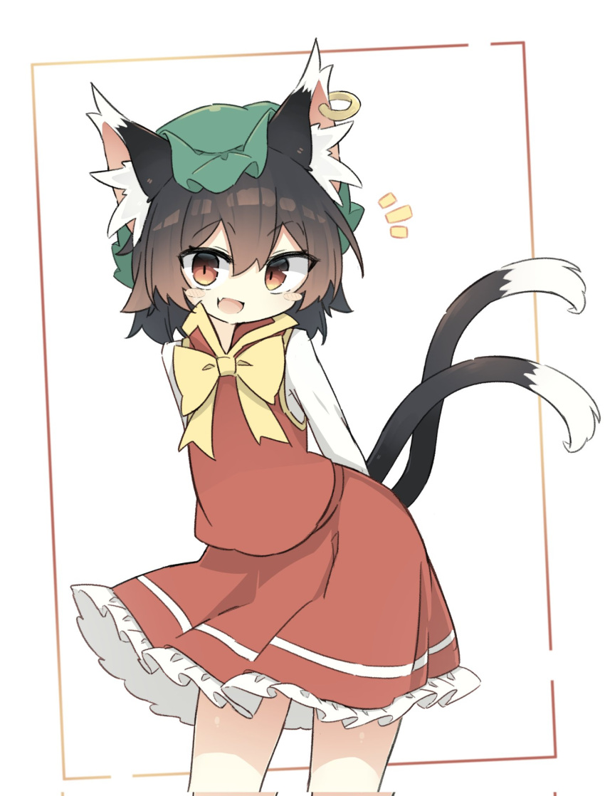 Safebooru - 1girl :d animal ear fluff animal ear piercing animal ears arms behind back blush ...