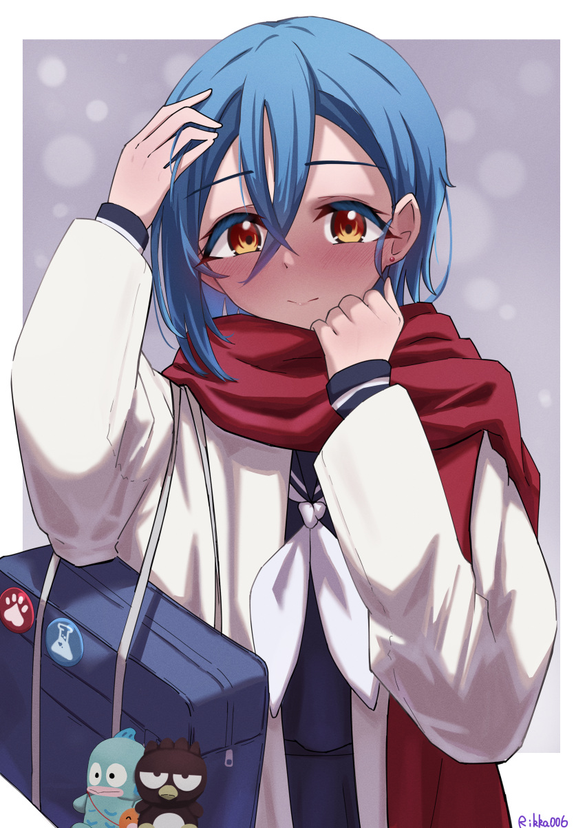 Safebooru - 1girl absurdres badge badtz-maru bag black sailor collar black serafuku black shirt ...