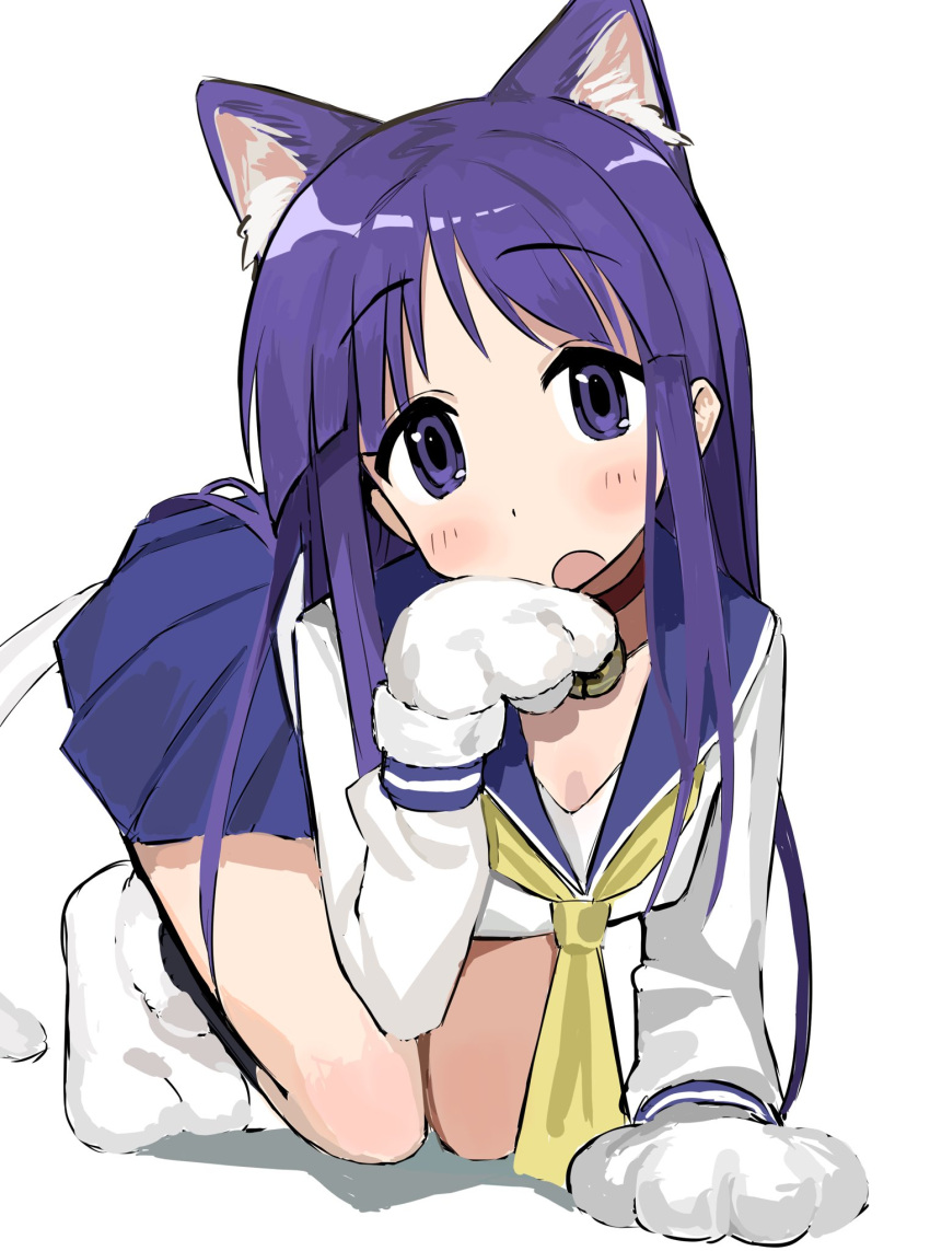 Safebooru - 1girl animal ears animal hands bfmelu blush cat ears cat tail gloves highres hinata ...