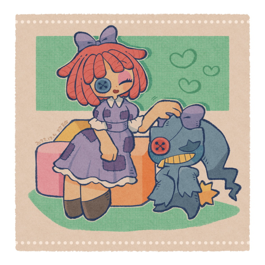 Safebooru 1girl Banette Blue Bow Blue Dress Blush Blush Stickers 7426